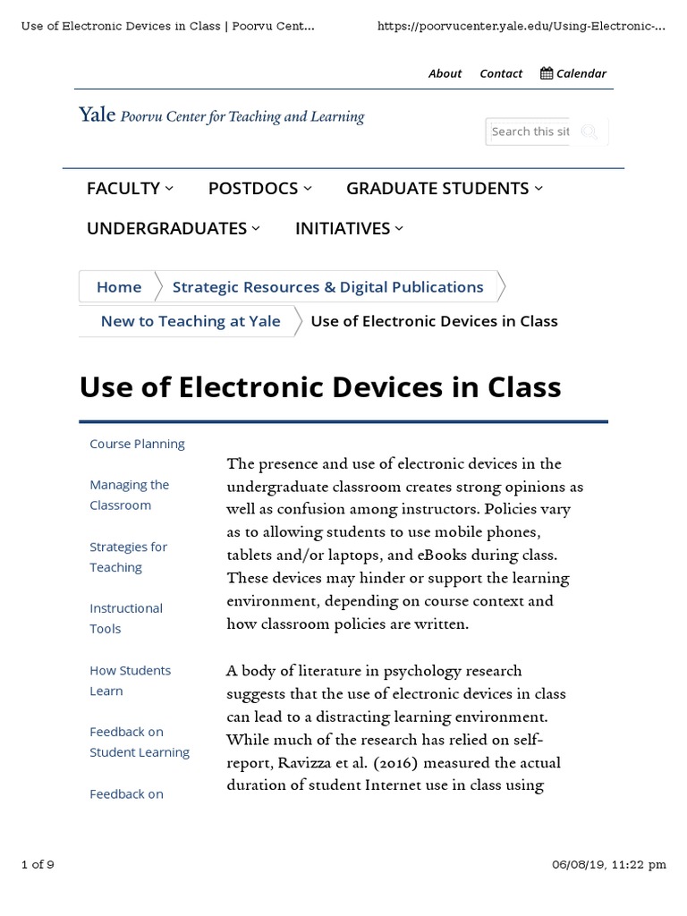 Using Electronic Devices in Class | PDF | Learning | Internet