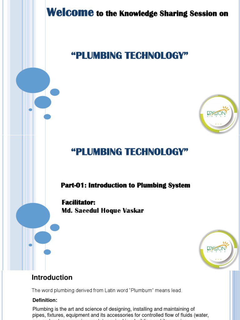 Plumbing Technology Overview and Practices | PDF | Plumbing | Pipe ...