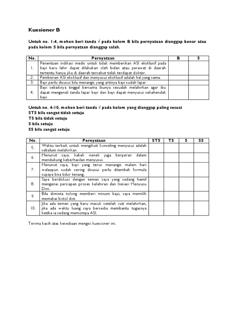 Kuesioner Evaluasi Pre Post Edukasi | PDF