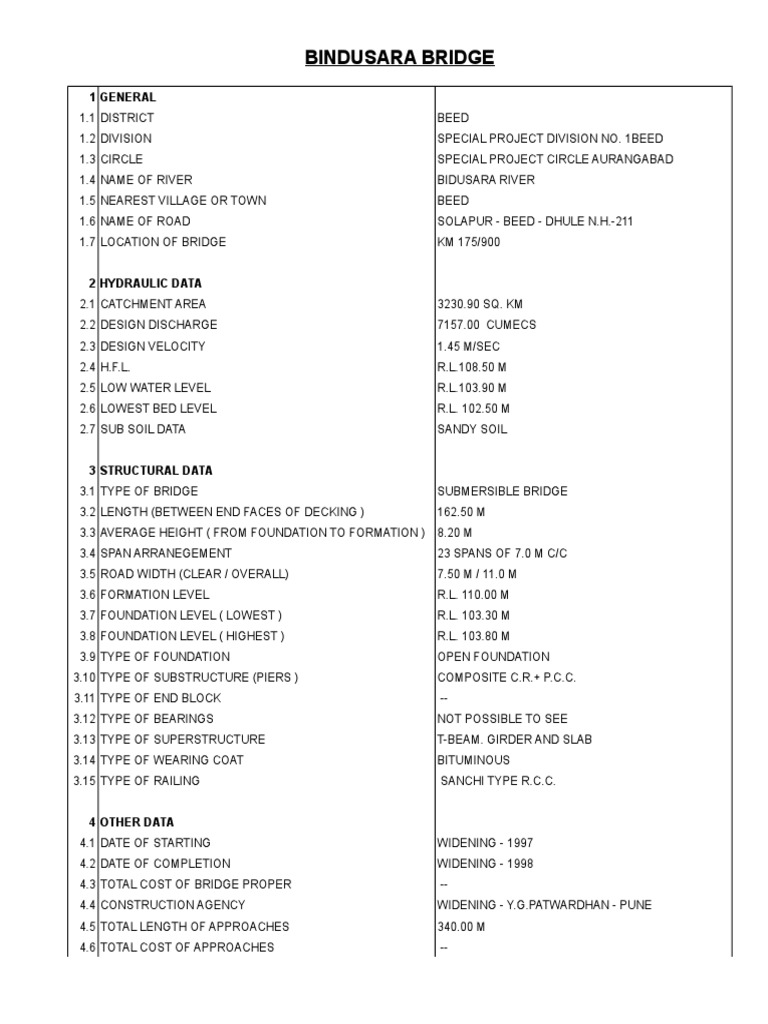 Bridge Information | PDF | Economic Sectors | Civil Engineering