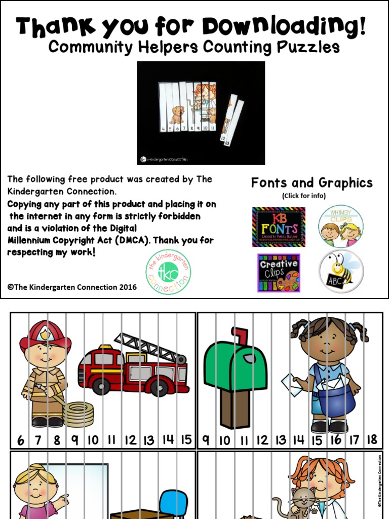 Community Helpers Counting Puzzles PDF | PDF