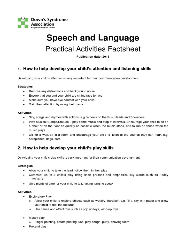 Speech and Language Practical Activities | PDF | Speech | Communication