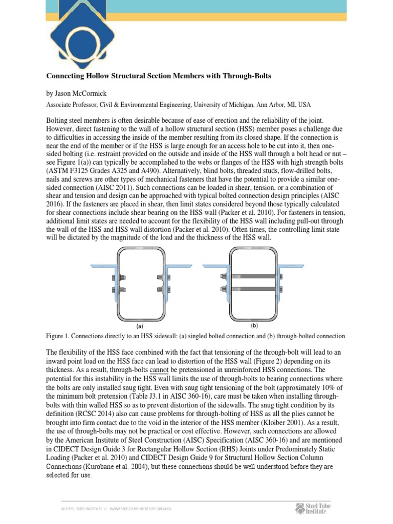 Hollow Sections Connections | PDF | Screw | Bending