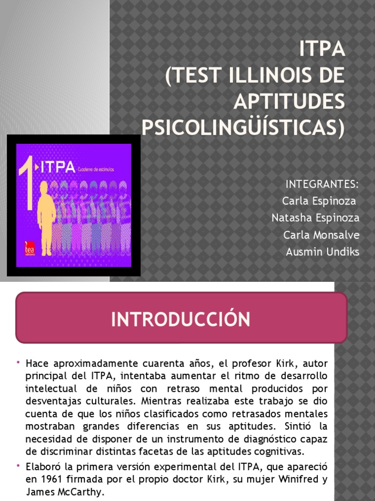 Itpa (Test Illinois de Aptitudes Psicolingüísticas) | PDF | Función ...