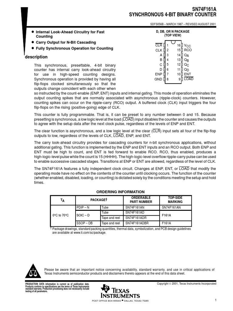 Synchronous 4-Bit Binary Counter | PDF | Electronics | Electrical ...