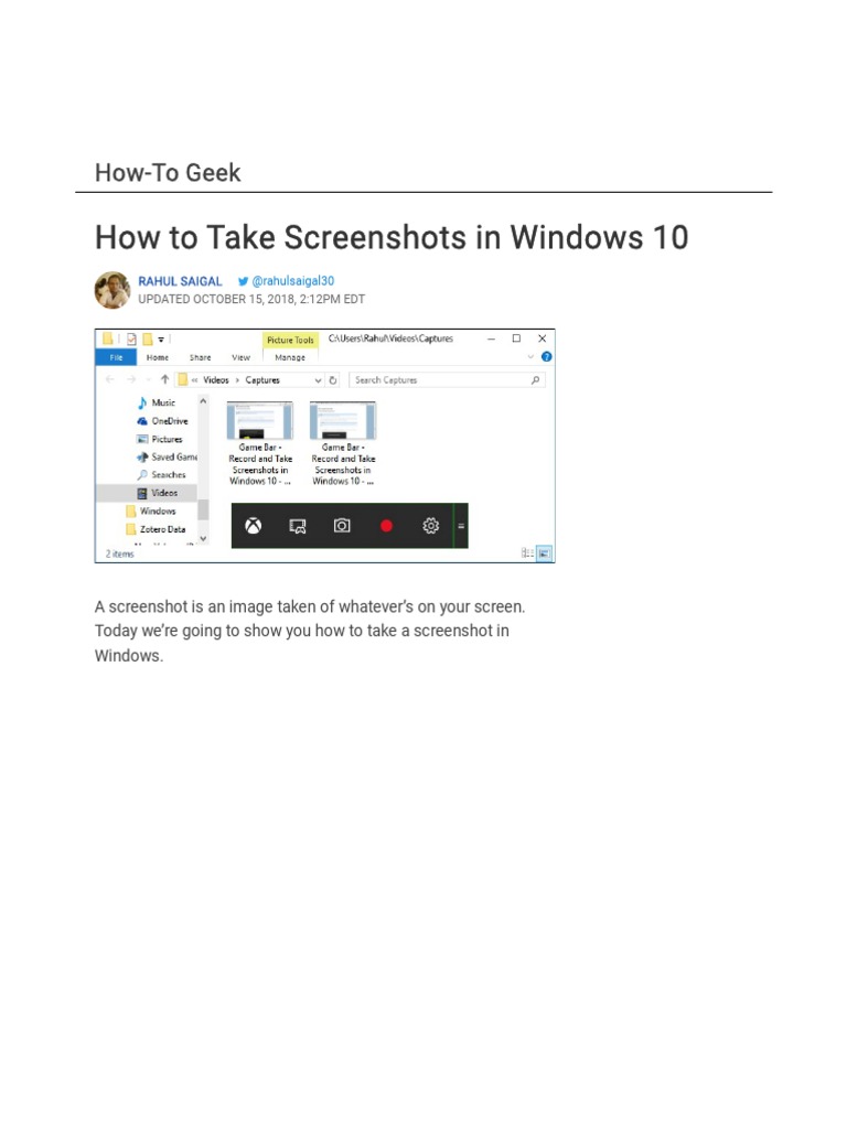 How To Print Screen | Download Free PDF | Screenshot | Windows 10