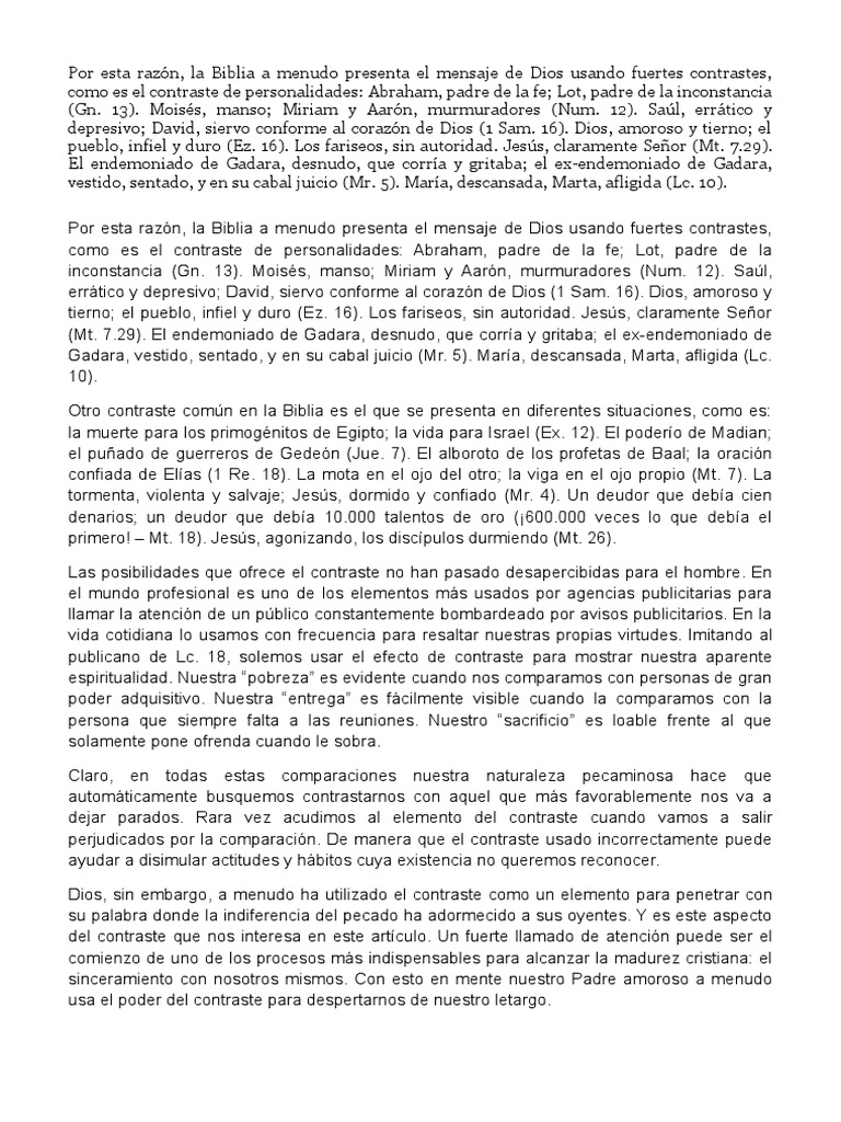 Contrastes En La Biblia Y Su Significado Pdf Abrahán David