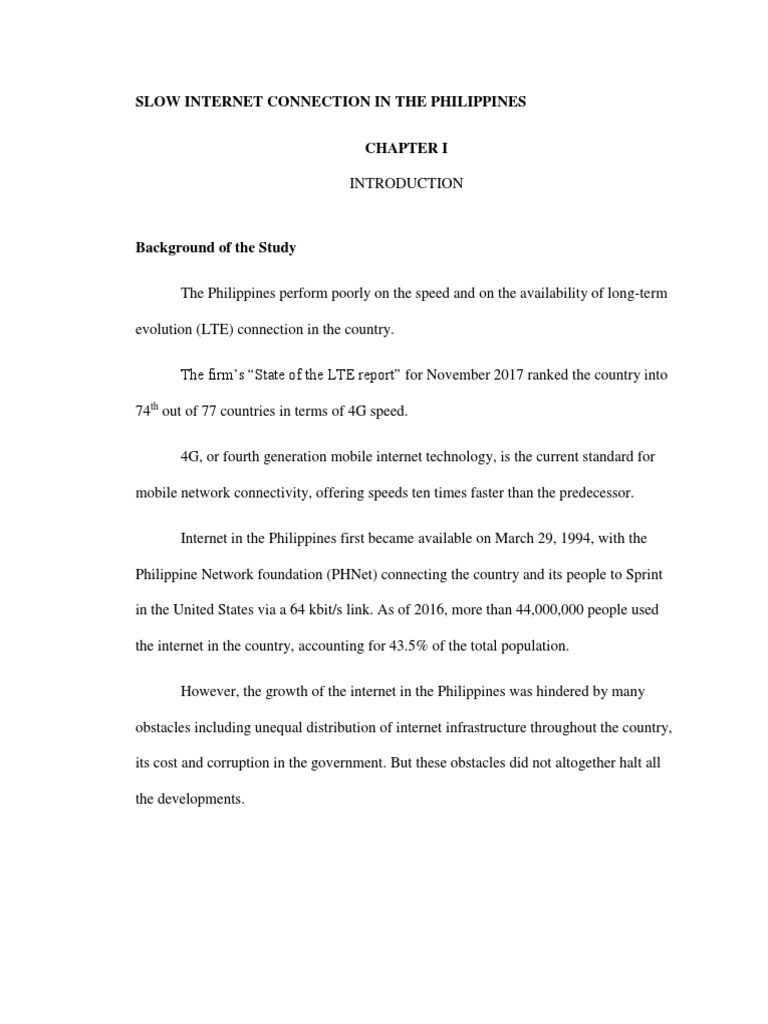 Slow Internet Connection in The Philippines | PDF | Internet Access | 4 G