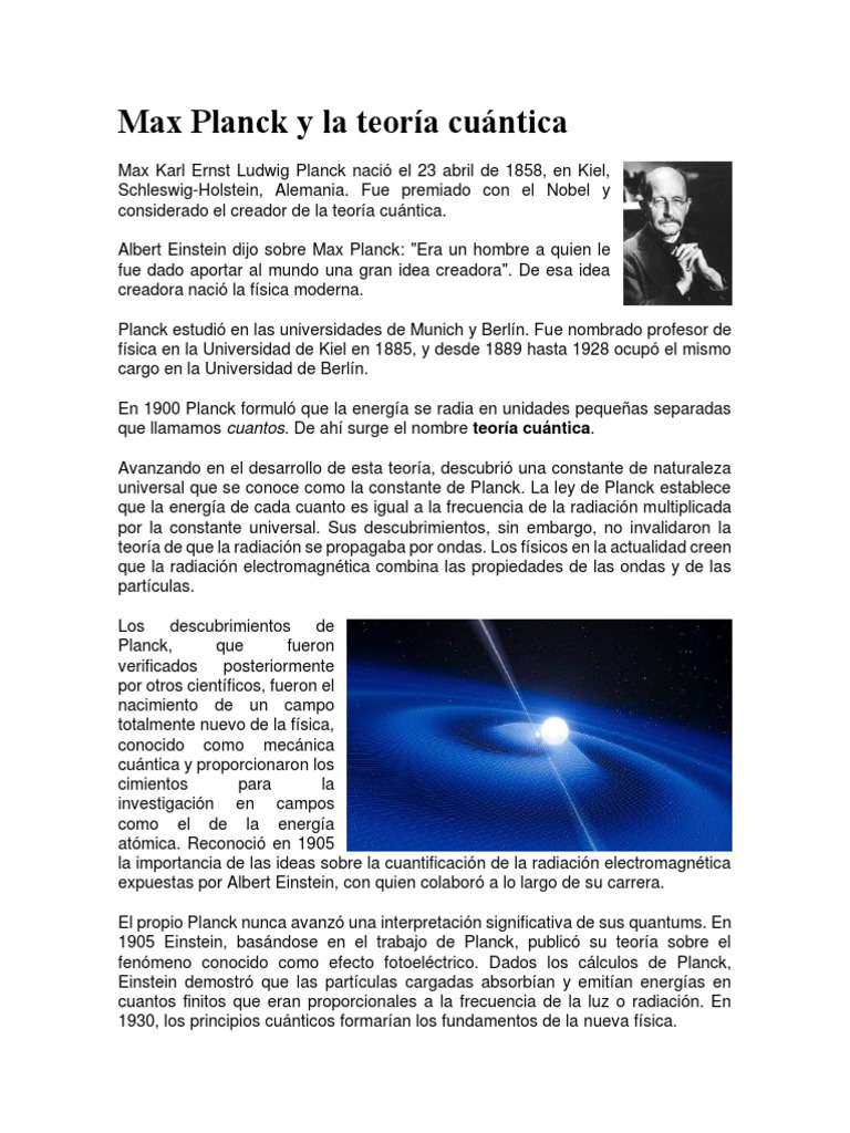 Max Planck y La Teoria Cuantica | PDF | Mecánica cuántica | Física