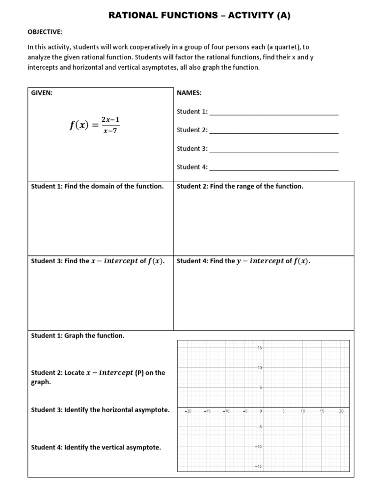 Rational Functions Activity | PDF | Asymptote | Function (Mathematics)