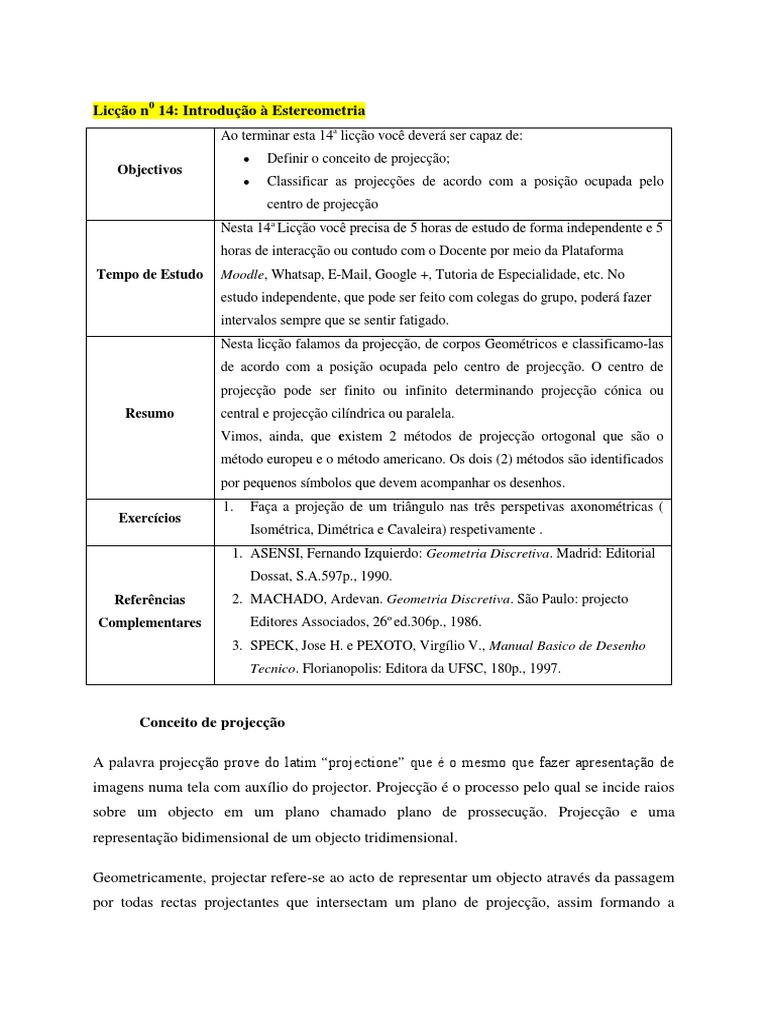Topico 11 - Introducao A Estereometria (Projecção) | PDF | Plano ...