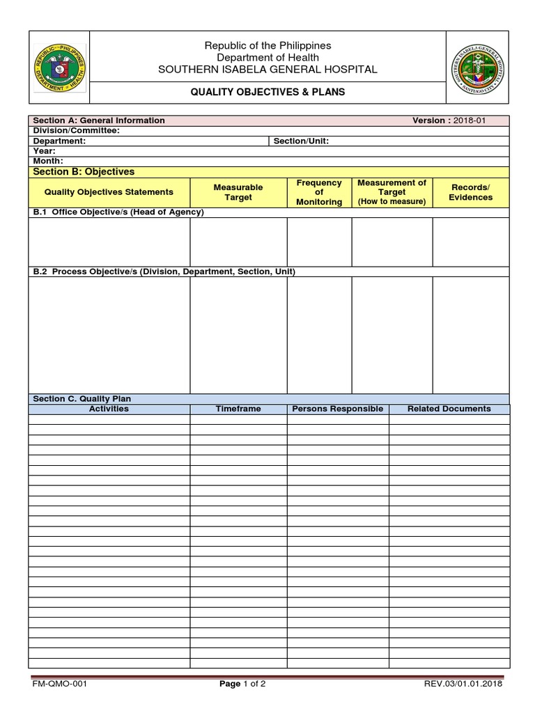 Southern Isabela General Hospital's 2018 Quality Objectives and Plans ...