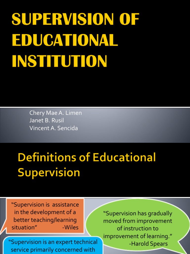 Supervision of Educational Institution | PDF | Supervisor | Leadership