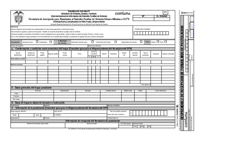 Formulario de Vivienda Confama PDF | PDF | Business
