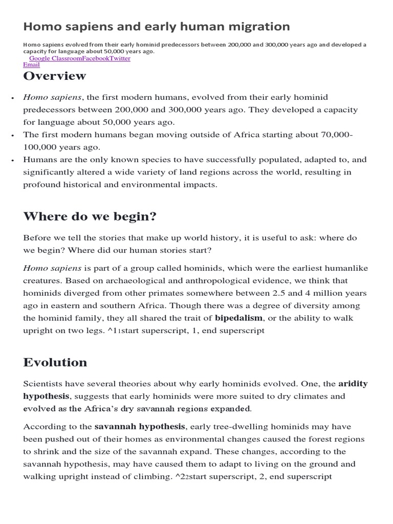 Homo Sapiens and Early Humans | PDF | Homo | Hominidae