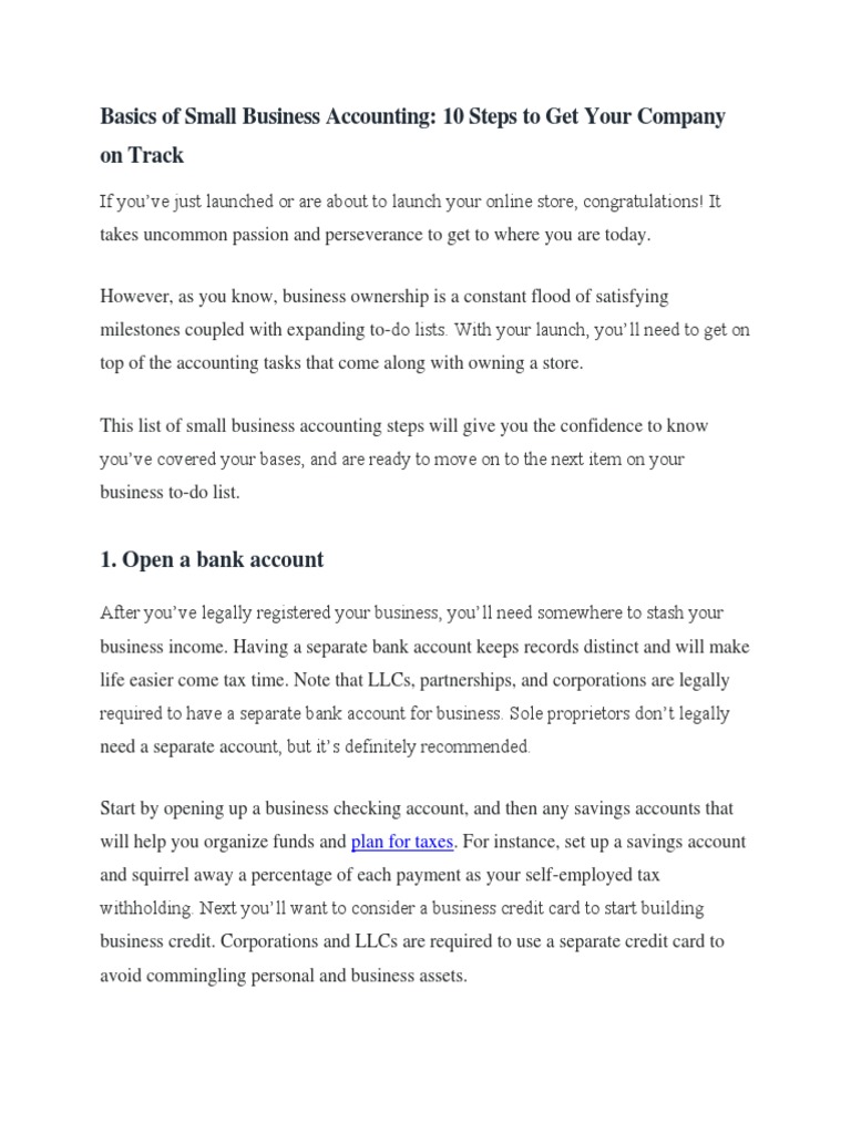 Accounting For Small Business-1 | PDF | Taxes | Income Tax