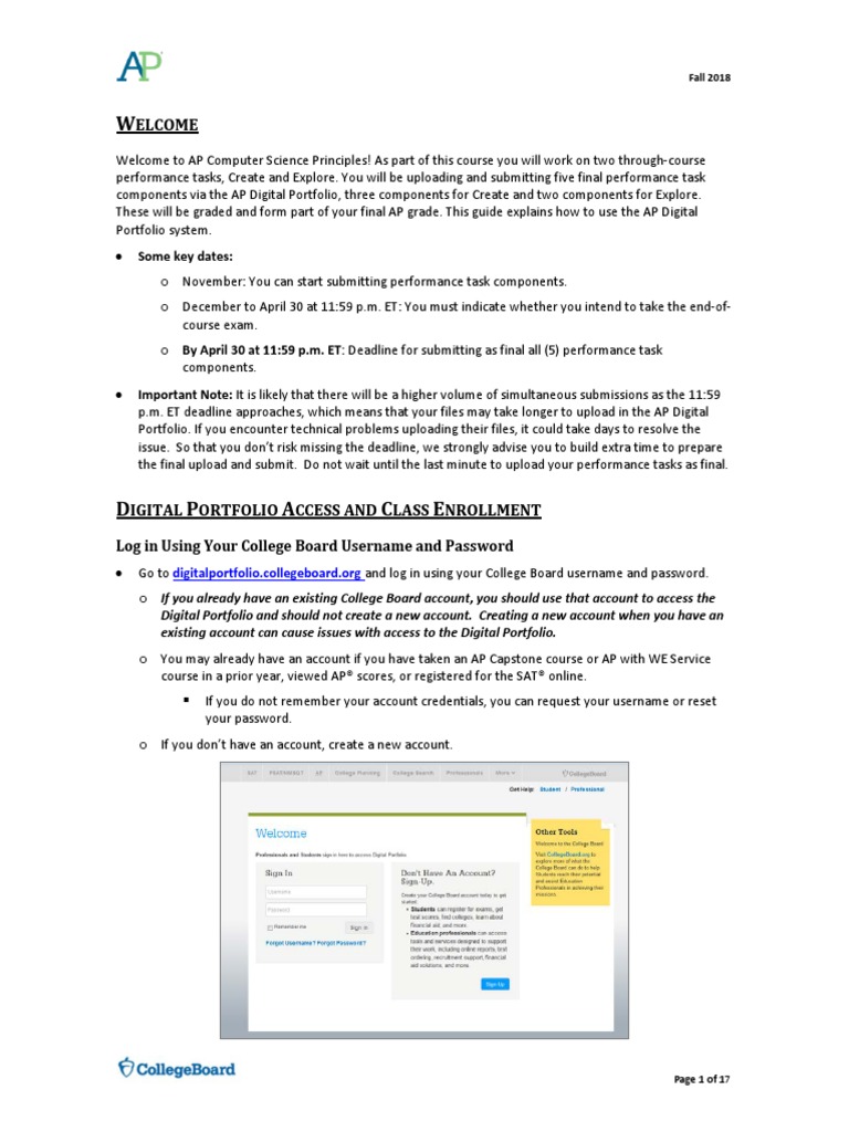 2computer Science Principles Digital Portfolio Student Guide | PDF