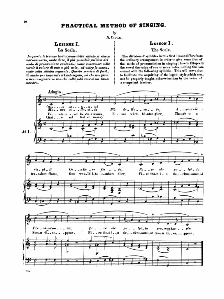 Lesson I Vaccai 1 Voz PDF | PDF