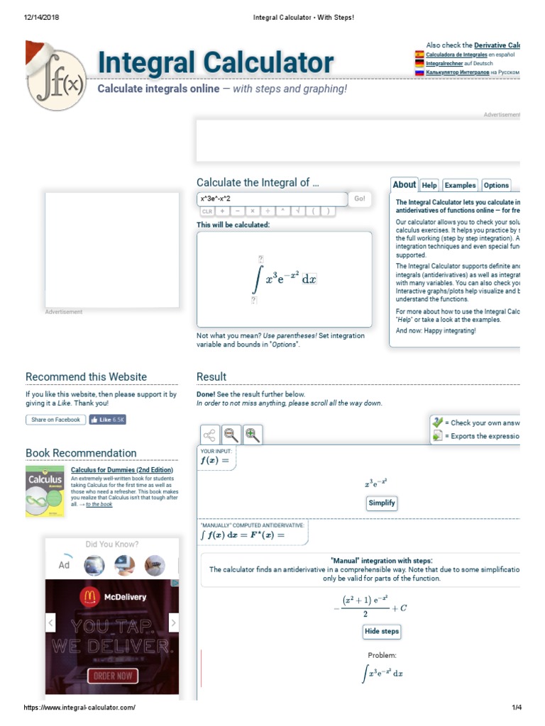 Integral Calculator: Calculate Integrals Online - With Steps and ...