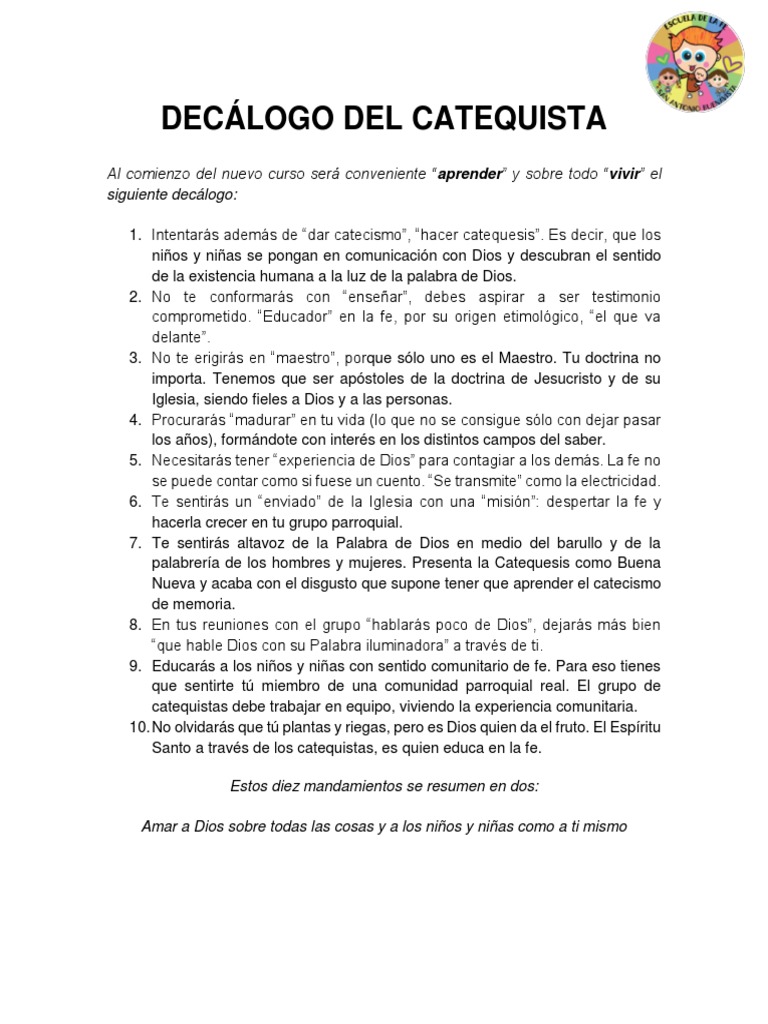 Decálogo Del Catequista | PDF