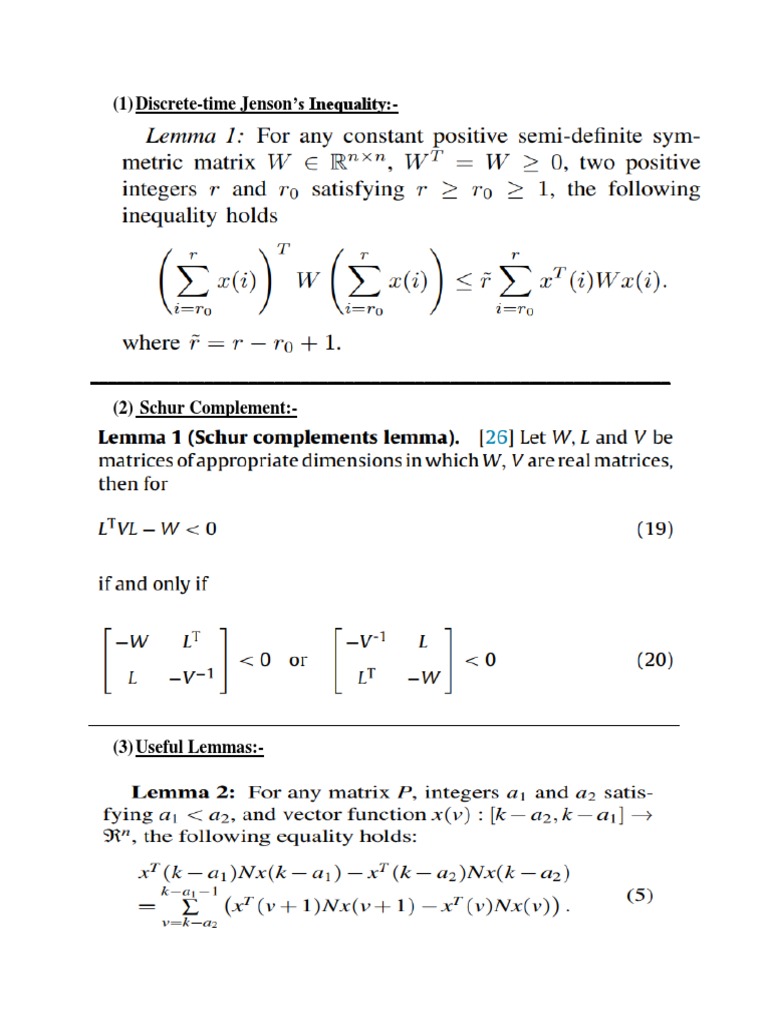 Different Lemmas and Formulas | PDF