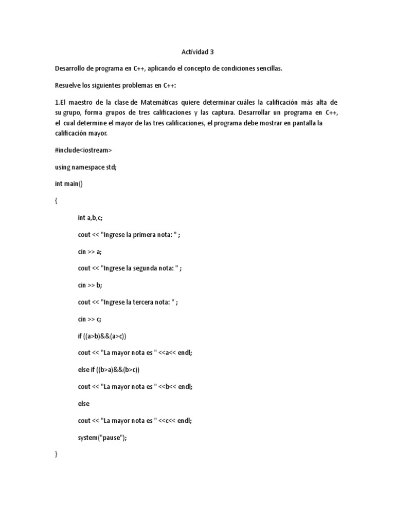 Actividad 3 Programación | PDF | C ++ | Paradigmas de programación