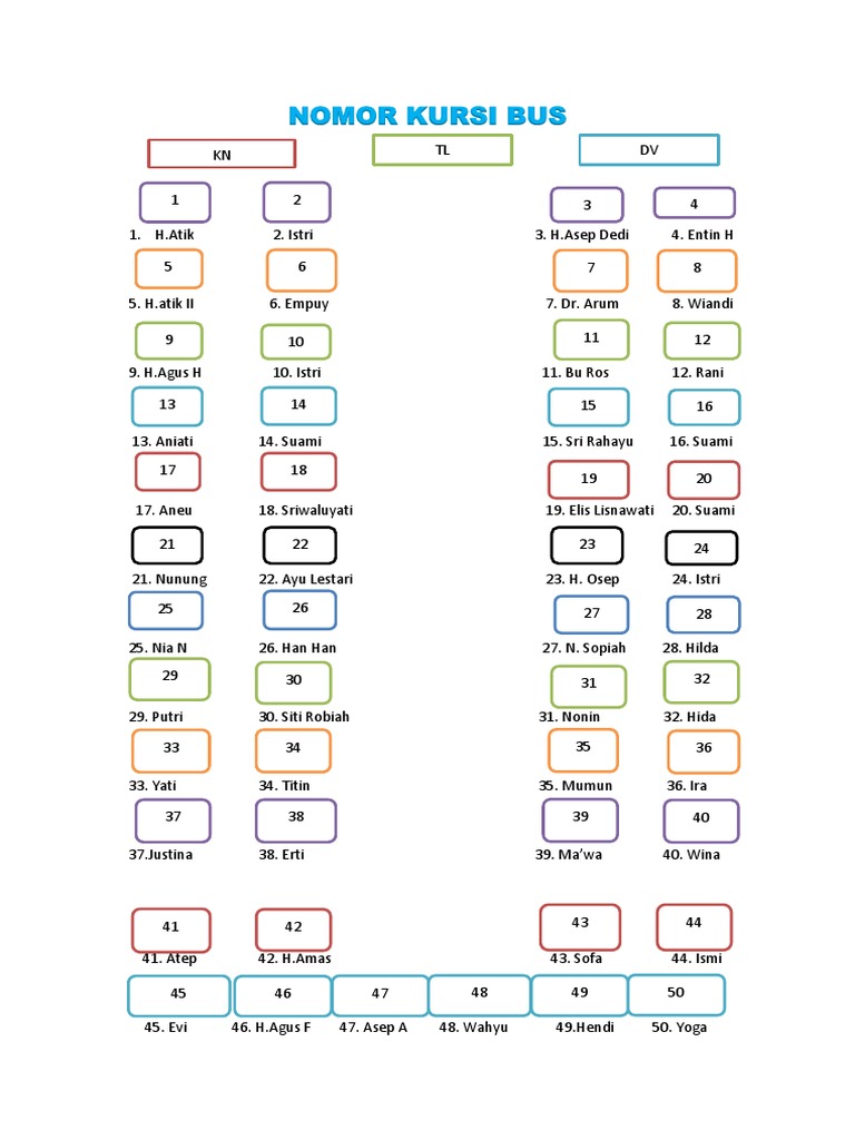 Nomor Kursi Bus | PDF