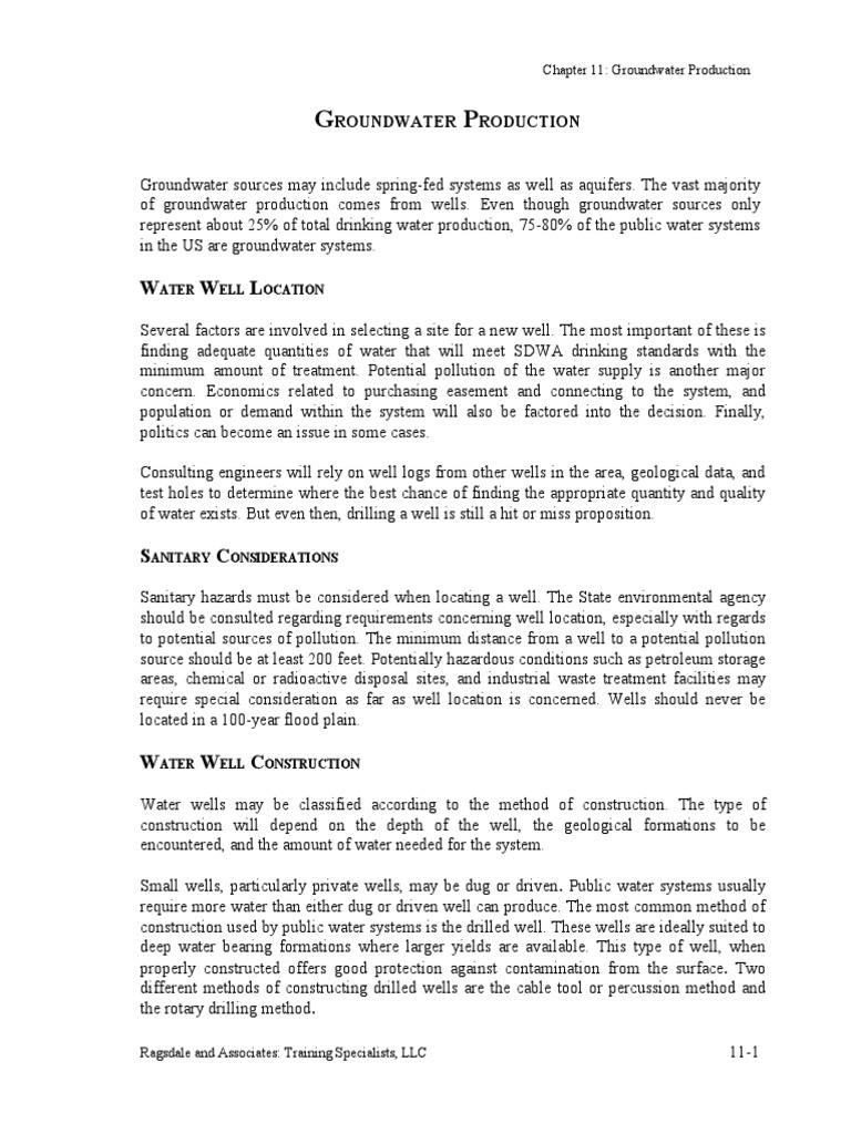 Chapter 11 - Groundwater Production | PDF | Aquifer | Pump