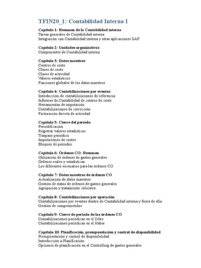 Guía Completa de Contabilidad Interna SAP | PDF | Contabilidad | Sap Se