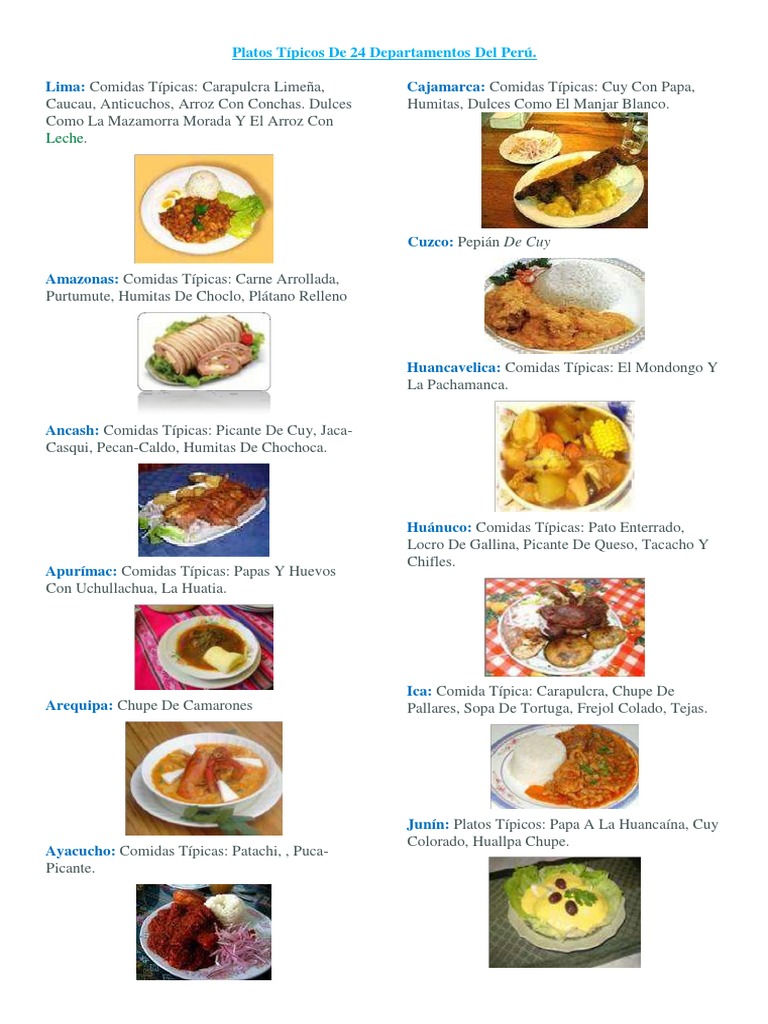 Comida de Los Departamentos Del Peru | PDF | Comida y bebida | Cocina