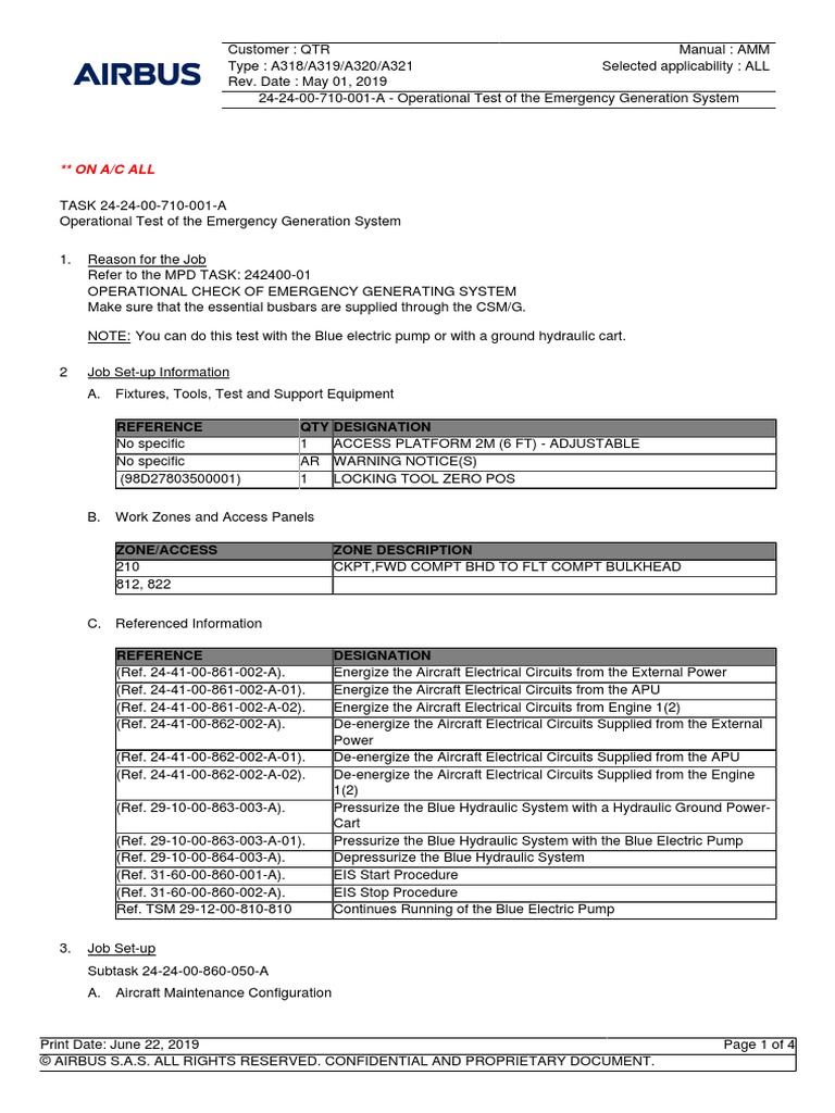 Emergency Generator Test | PDF | Aircraft Flight Control System | Airbus