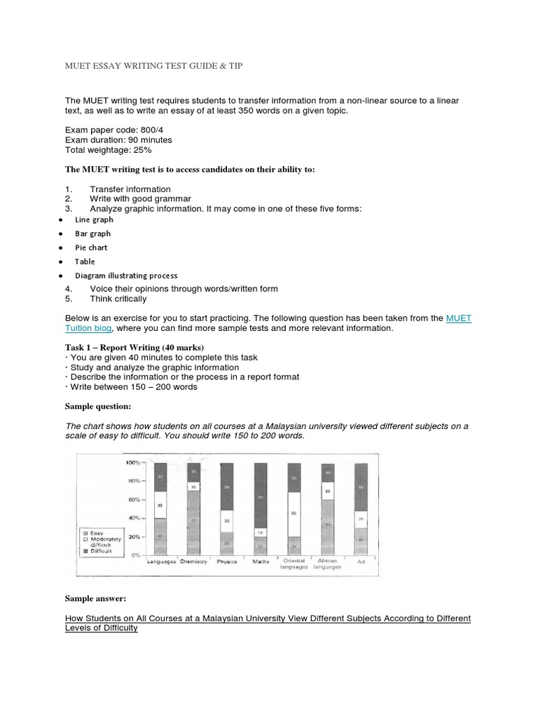 Muet Essay Writing Test Guide & Tip: The MUET Writing Test Is To Access ...