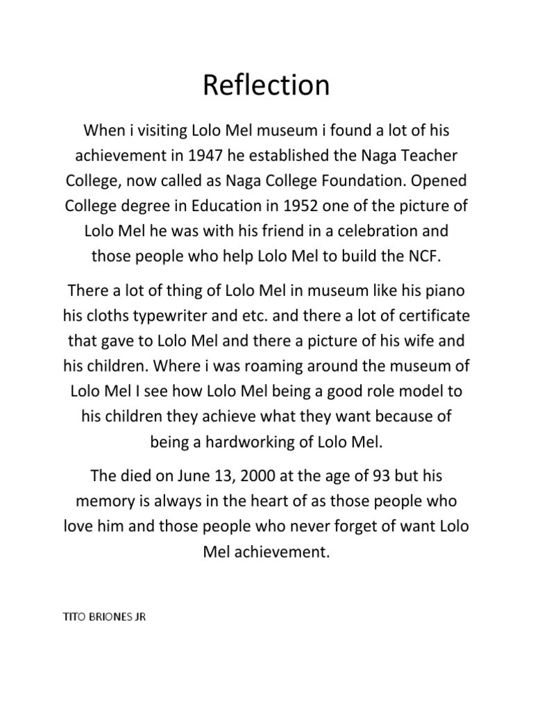Lolo Mel's Achievements and Legacy at Naga College Foundation Museum | PDF