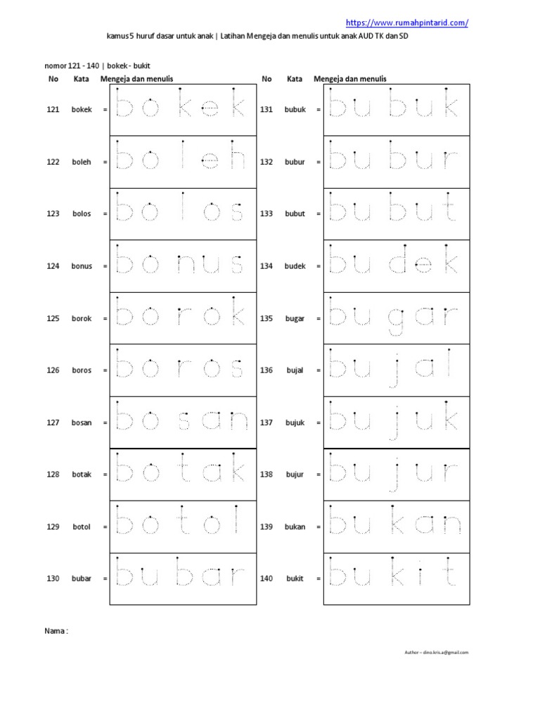 Latihan Menulis untuk Anak TK dan SD | PDF