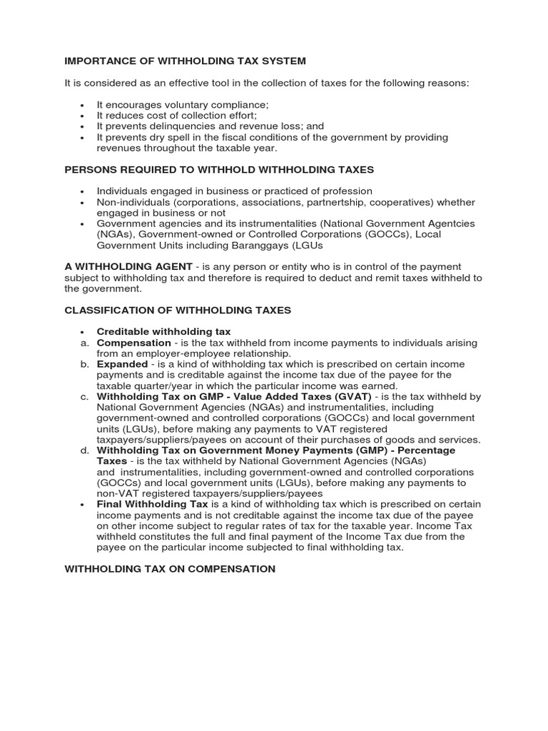 A Comprehensive Overview of the Importance and Mechanics of Withholding ...