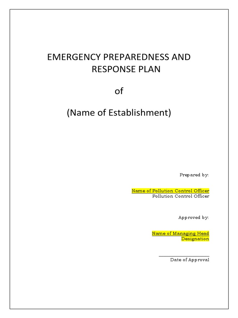 EPR Plan | PDF | Emergency | Polychlorinated Biphenyl