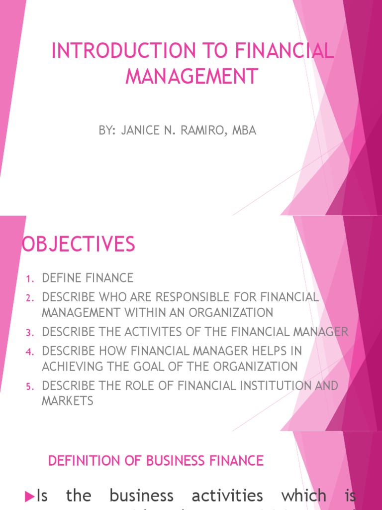 Introduction To Financial Management: By: Janice N. Ramiro, Mba | PDF ...