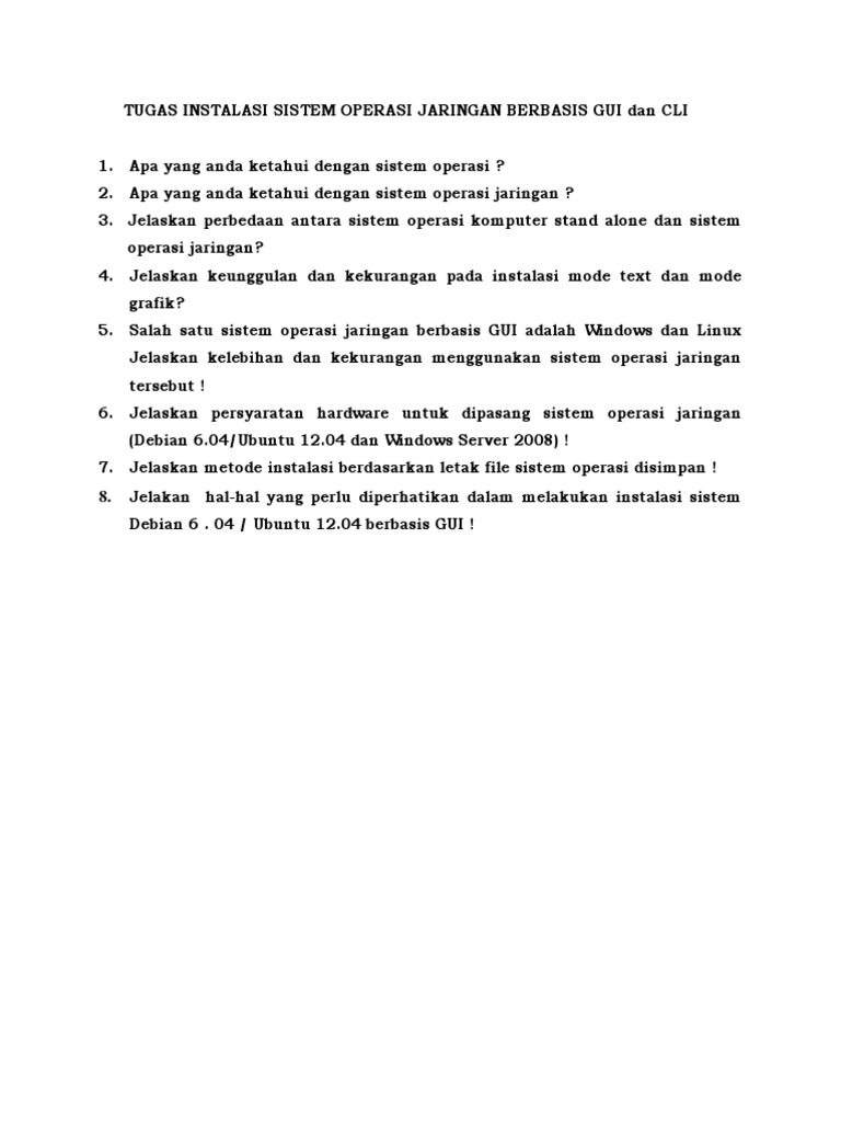 Instalasi SO Jaringan GUI dan CLI | PDF