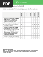 Wsas Scale | PDF | Mental And Behavioural Disorders | Human Nature