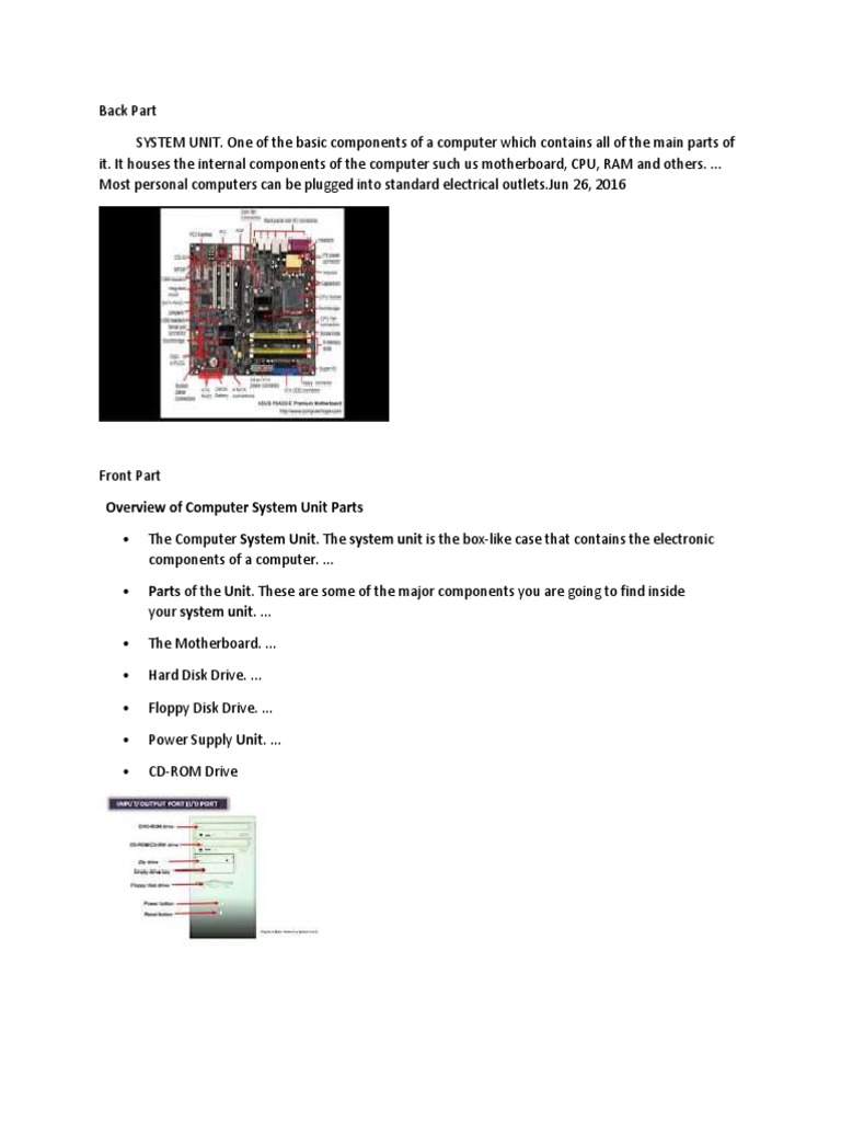 Overview of Computer System Unit Parts | PDF