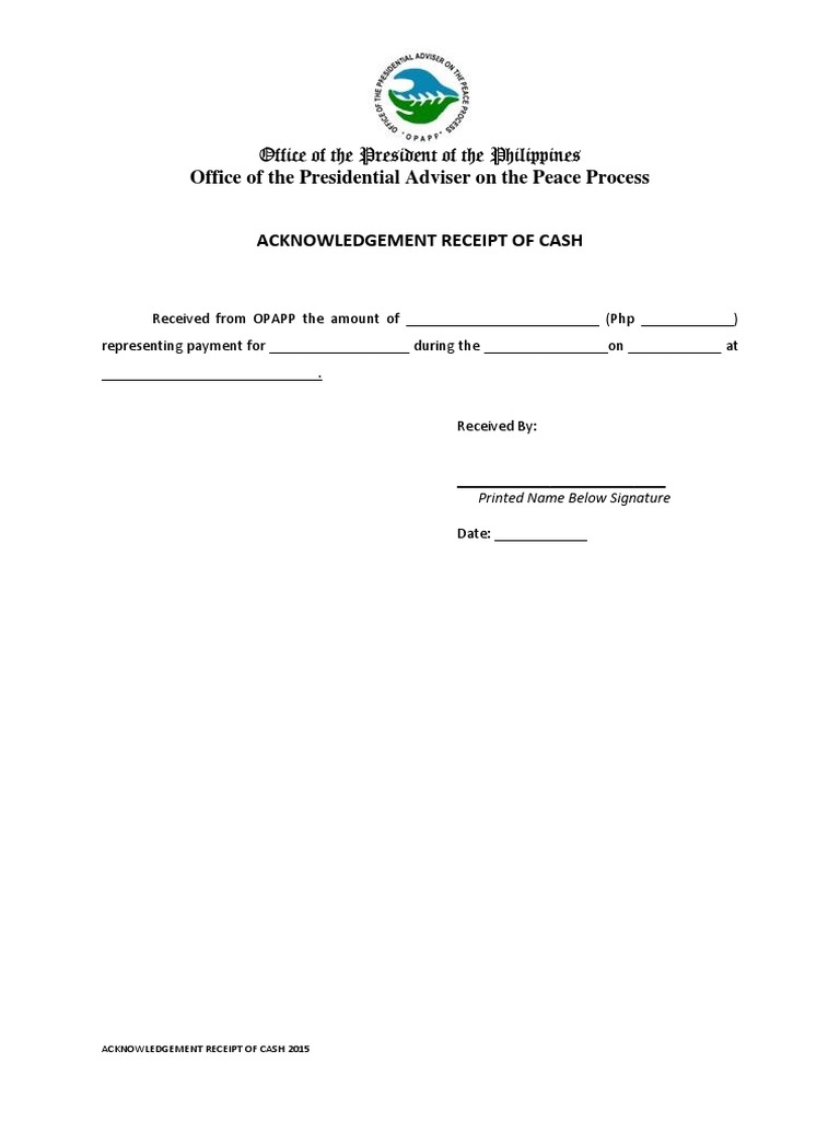 Cash Acknowledgement Receipt Template | PDF | Finance & Money Management