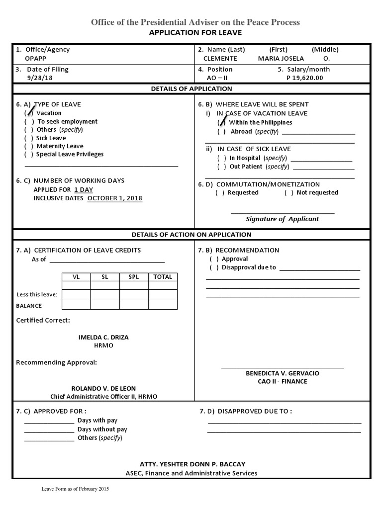 Leave Form | PDF | Government | Social Institutions