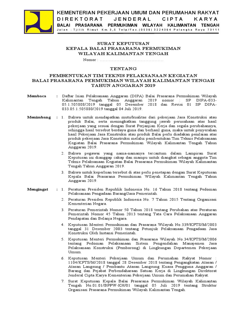 SK Tim Teknis - Direksi - 2019 Edit | PDF