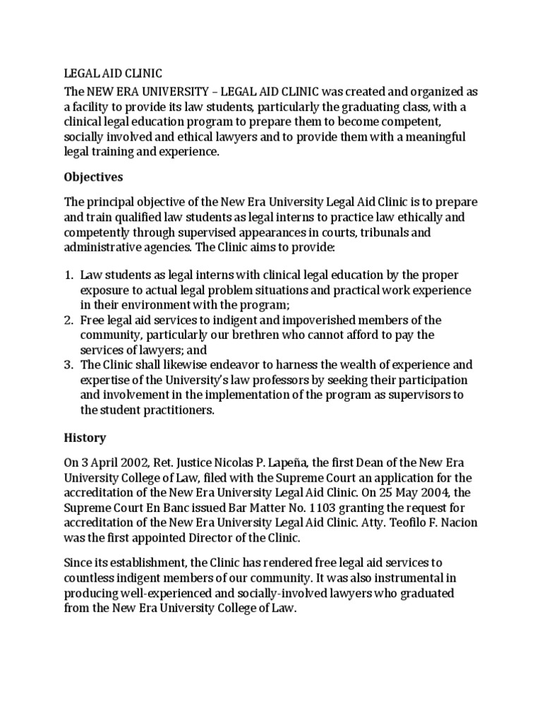 Legal Aid Clinic History | PDF | Legal Aid | Lawyer
