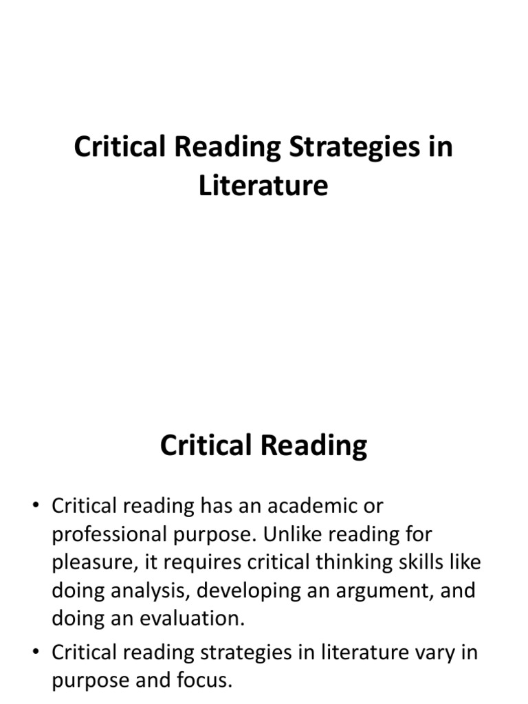 Critical Reading Strategies Overview | PDF | Epistemology | Learning