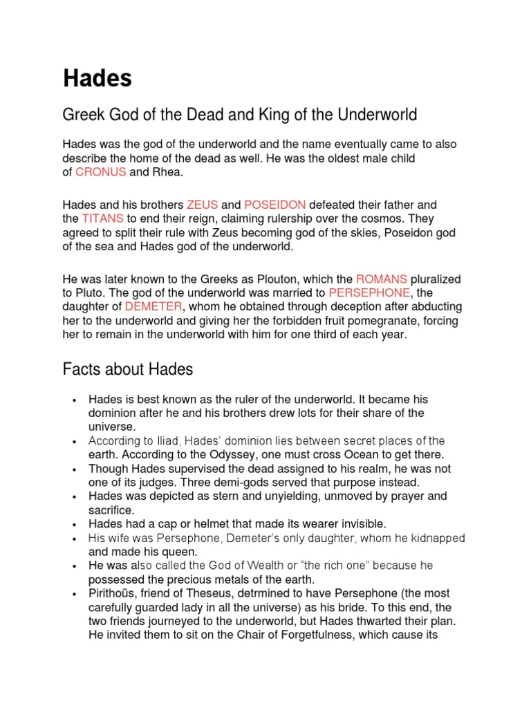 Hades | PDF | Hades | European Mythology