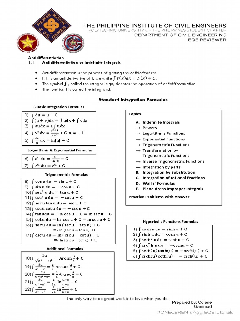 Standard Integration Formulas | PDF | Trigonometric Functions | Special ...