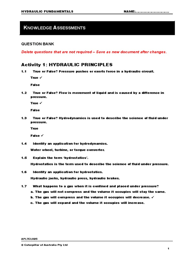 Assessment Hydraulic | PDF | Pump | Valve