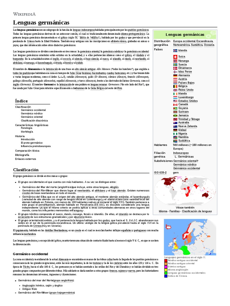 Lenguas Germánicas | PDF | Familias de idiomas | Comunicación humana