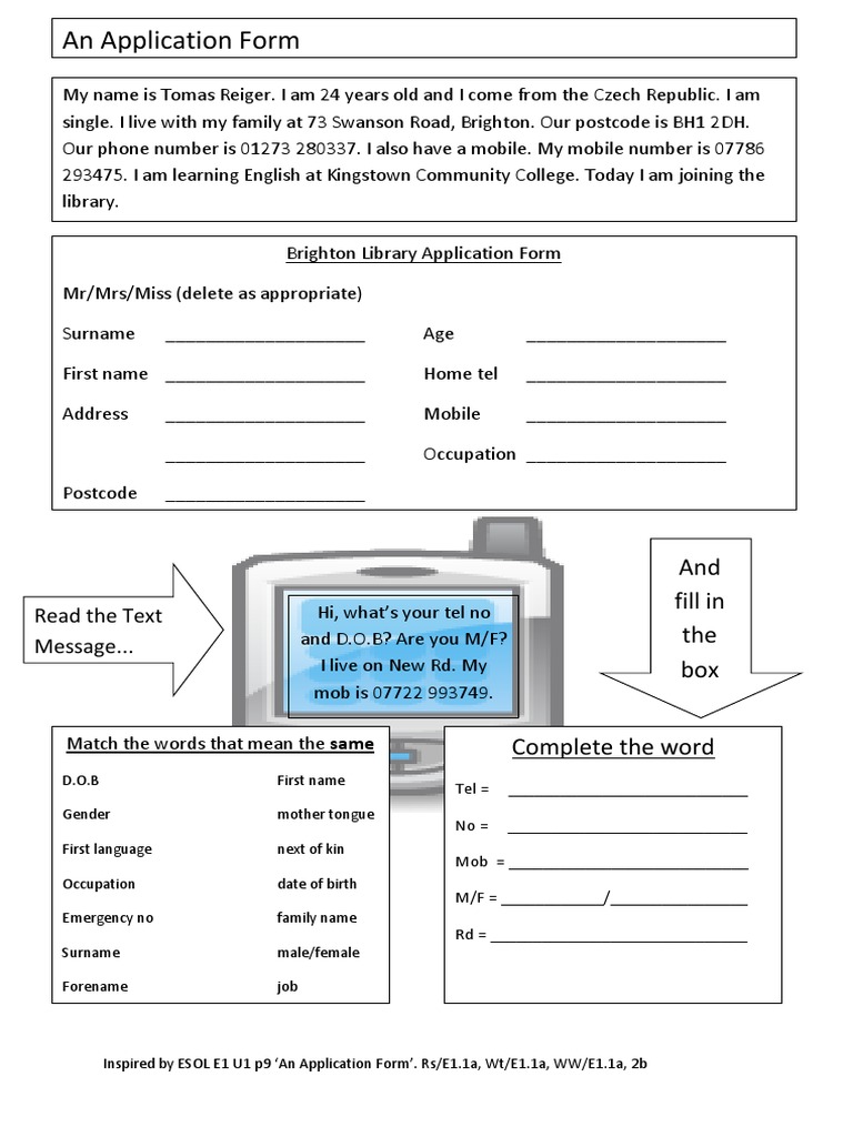 Application Form Worksheet Guide | PDF